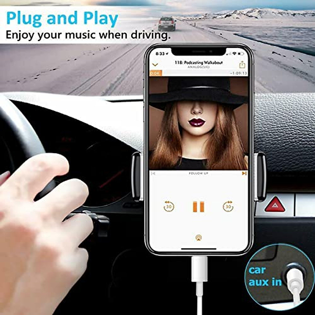 Lightning to 3.5mm Audio Cable 3.3FT, [Apple MFi Certified] iPhone AUX Cord for Car Stereo,Speaker,Home Stereo,Headphone, for iPhone 14/14 Pro/ 13/13 Pro/ 12/12 Pro/ 11 /X/XS/XR/ 8/7/ iPad- White