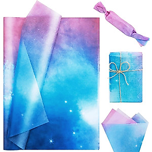 Bolsome 100 Sheets Pink-Blue Gradient Tissue Paper Bulk, Pastel Turquoise Wrapping Tissue Paper Sheets for Christmas Birthday Baby Showers Wedding Thanksgiving Gift Wrapping DIY Crafts Arts, 20 x 14"