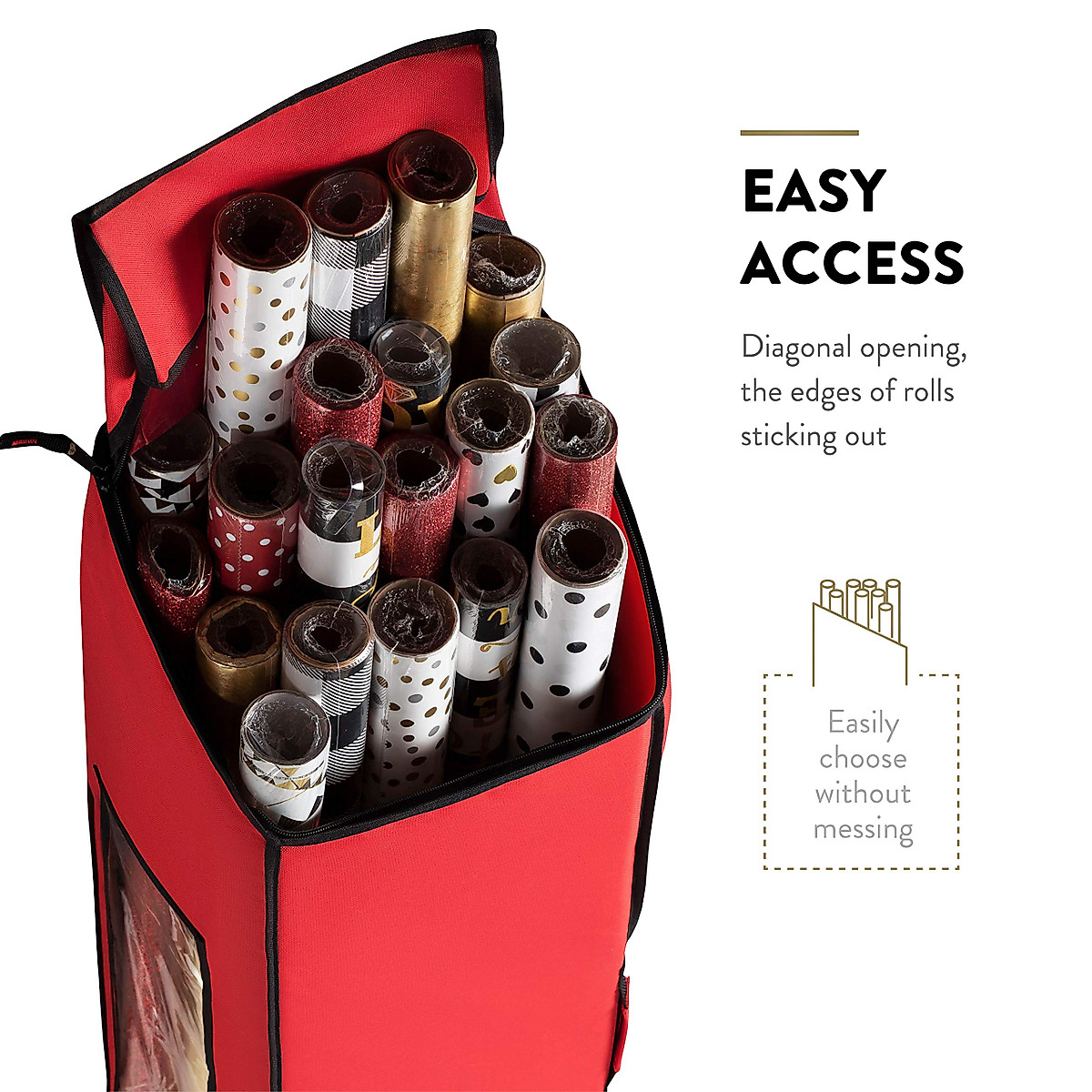 ZOBER Wrapping Paper Storage Containers - 40 Inch Gift Wrapping Organizer Storage - Fits 20 Standard Rolls of Wrapping Paper - Breathable Fabric, Waterproof