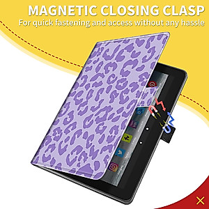 Universal Case for 10.5-11.5 inch Tablet, Leather Stand Protective Case Cover for 10.5" 11" 11.5" Tablet with Adjustable Fixing Silicon Band, Purple Leopard
