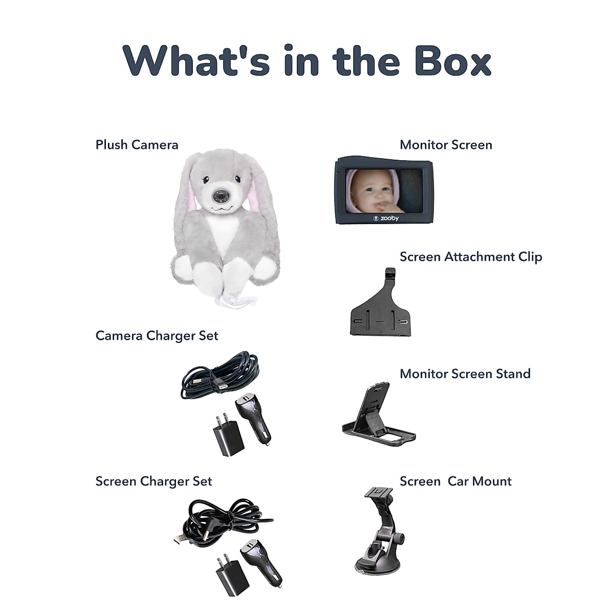 zooby Car Baby Monitor Helps Reduce Distracted Driving! Our Cuddly Plush Monitor That Babies Love Serves as a Soothing Companion for Baby so You Can Drive with Complete Peace of Mind - Bailey Bunny