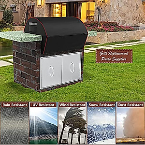 QuliMetal 30 Inch Built–in Grill Cover for Bull Gas Grills, Outdoor Products BBQ Grill Top Cover, with Elastic Hem, Waterproof & Windproof, Replace for Bull 45005 Grill Head Cover, 600D