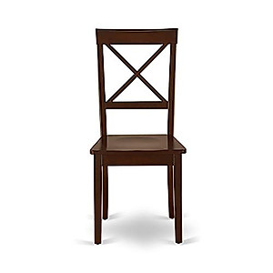 East West Furniture PSBO5-MAH-W 5Pc Dinette Set Includes a Rectangle 48/60 Inch Dinner Table with Butterfly Leaf and 4 Wood Seat Kitchen Chairs, Mahogany Finish