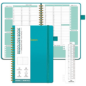 Weekly Schedule Planner Undated with Year Weekly Monthly, Hourly Appointment Book Academic Planner, 53 Weeks,12 Month Journal Notebook Productivity with TwinWire Binding Flexible Cover for School