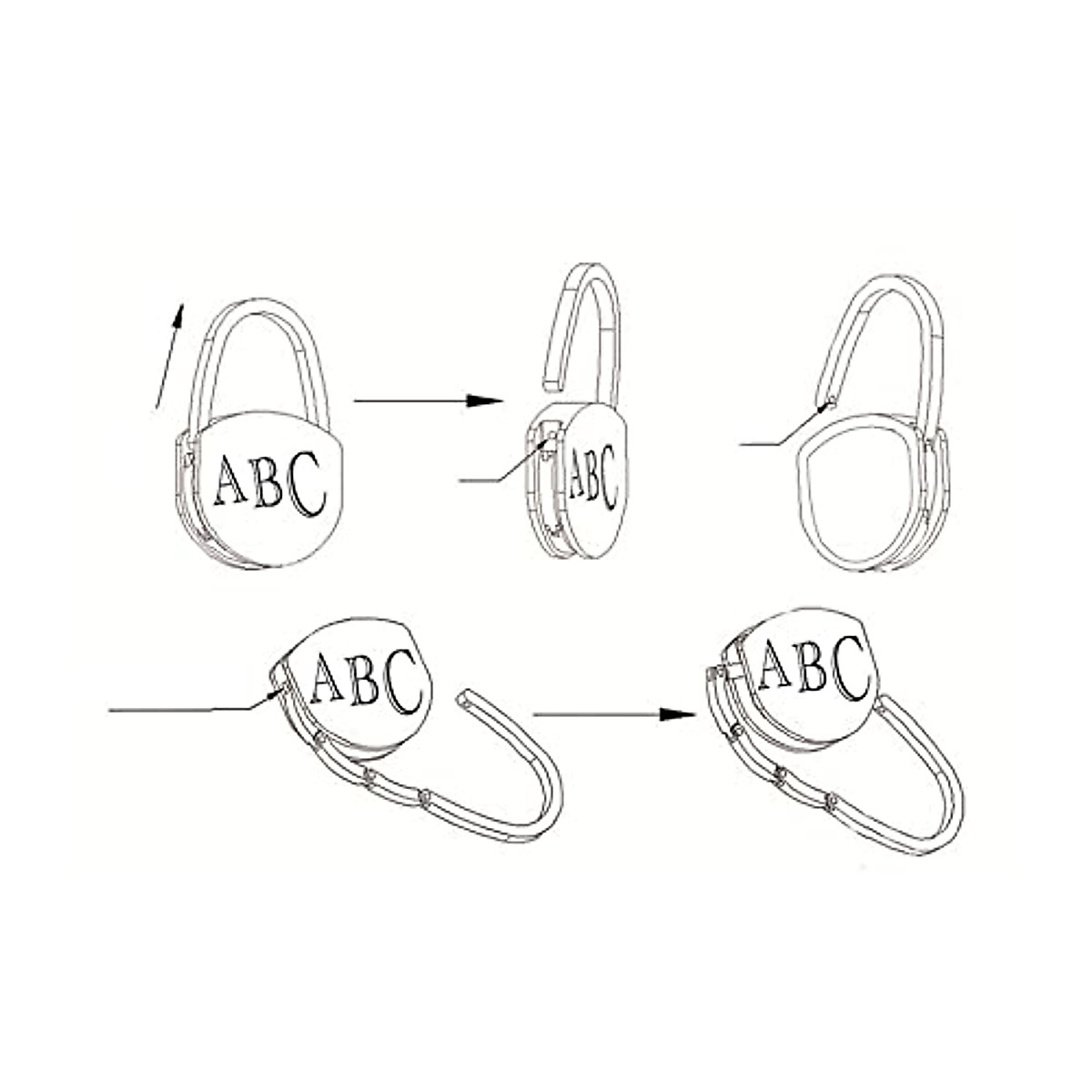 Purse Hook Portable Purse Hanger Embedded Rhinestone, Womens Handbag Hangers for Table Foldable Purse Magnet, Silver