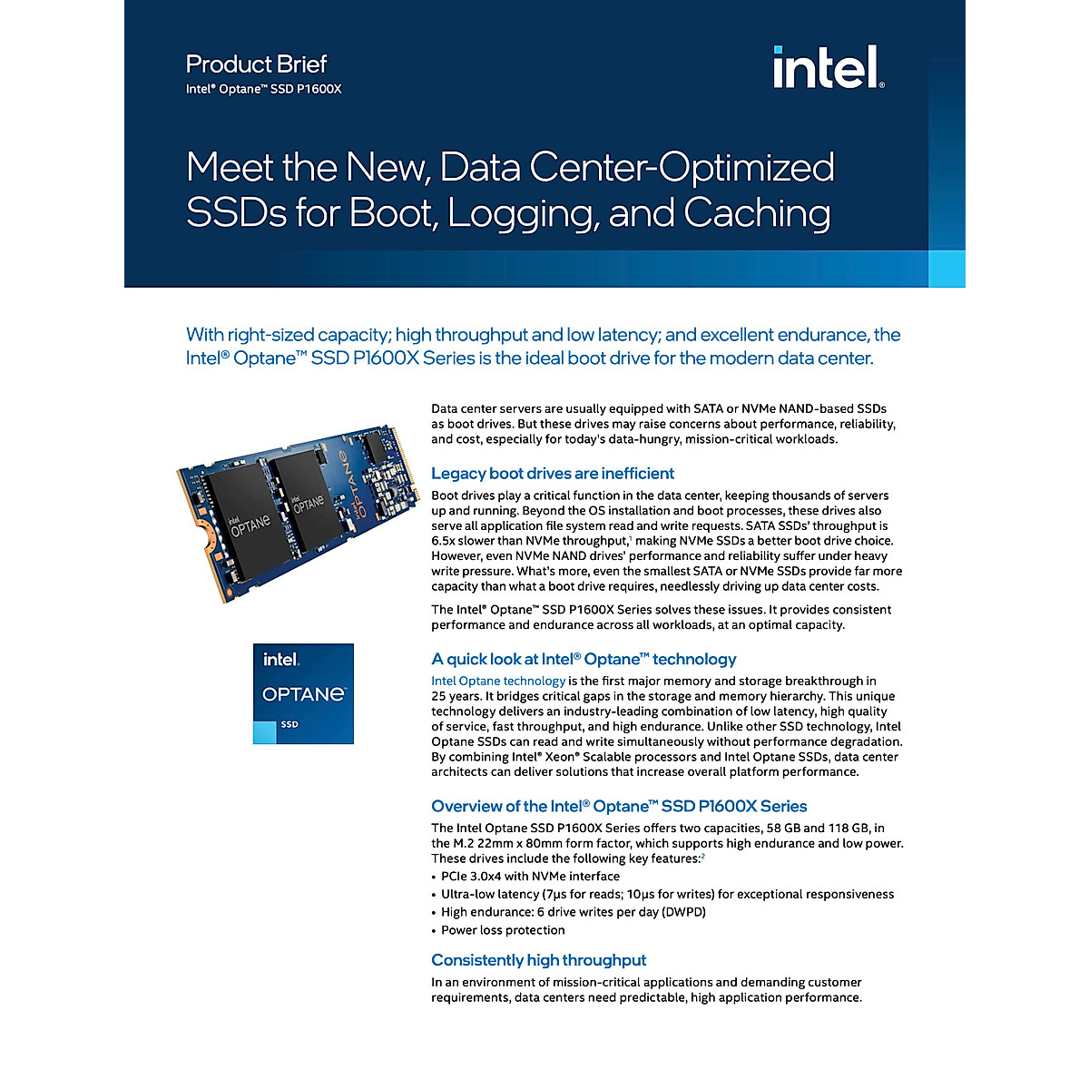 Intel OPTANE SSD P1600X Series 118GB M.2 PCIE 80MM 3.0 3DX SINGLEPACK