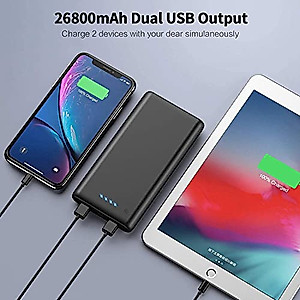 Portable Charger Power Bank 26800mah, Ultra-High Capacity Safer External Cell Phone Battery Pack Compact with High-Performance Cells & 2 USB Output, Smart Charge for Smartphone, Android, Tablet & etc