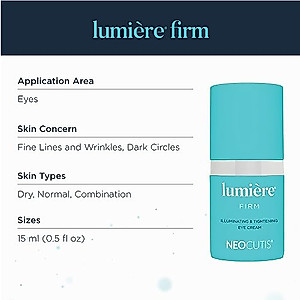 Neocutis Lumiere Firm - Illuminating and Tightening, Anti-Aging Eye Cream - Brighten, Hydrate, and Soothe - for Dark Circles, Puffiness, and Wrinkle Prevention - Travel-Friendly - 15 ml/0.5 fl oz.