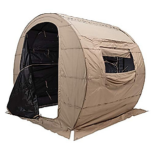 BOG HayMaker Ground Blind with StealthTrac Window System, Pop-Up Hay Bale Imitation, Brush Loops, 600D Water Resistant Fabric, Steel Frame, and Waterfowl Trap Door for Hunting, Shooting, and Outdoors