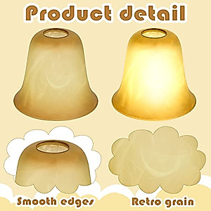 Pangda 3 Pcs Amber Glass Shade Chandelier Shade Cracks Glass Shade Ceiling Fan Light Covers Ceiling Fan Lamp Replacement Bell Shaped Chandelier Shades Antique Lampshade for Vanity Pendant Lighting