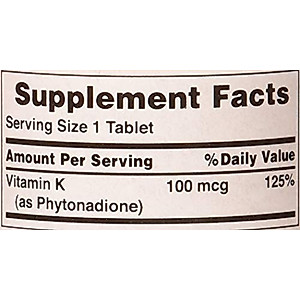 Vitamin K 100 mcg Supports Bone and Joint Health, 100 Count by Puritan's Pride