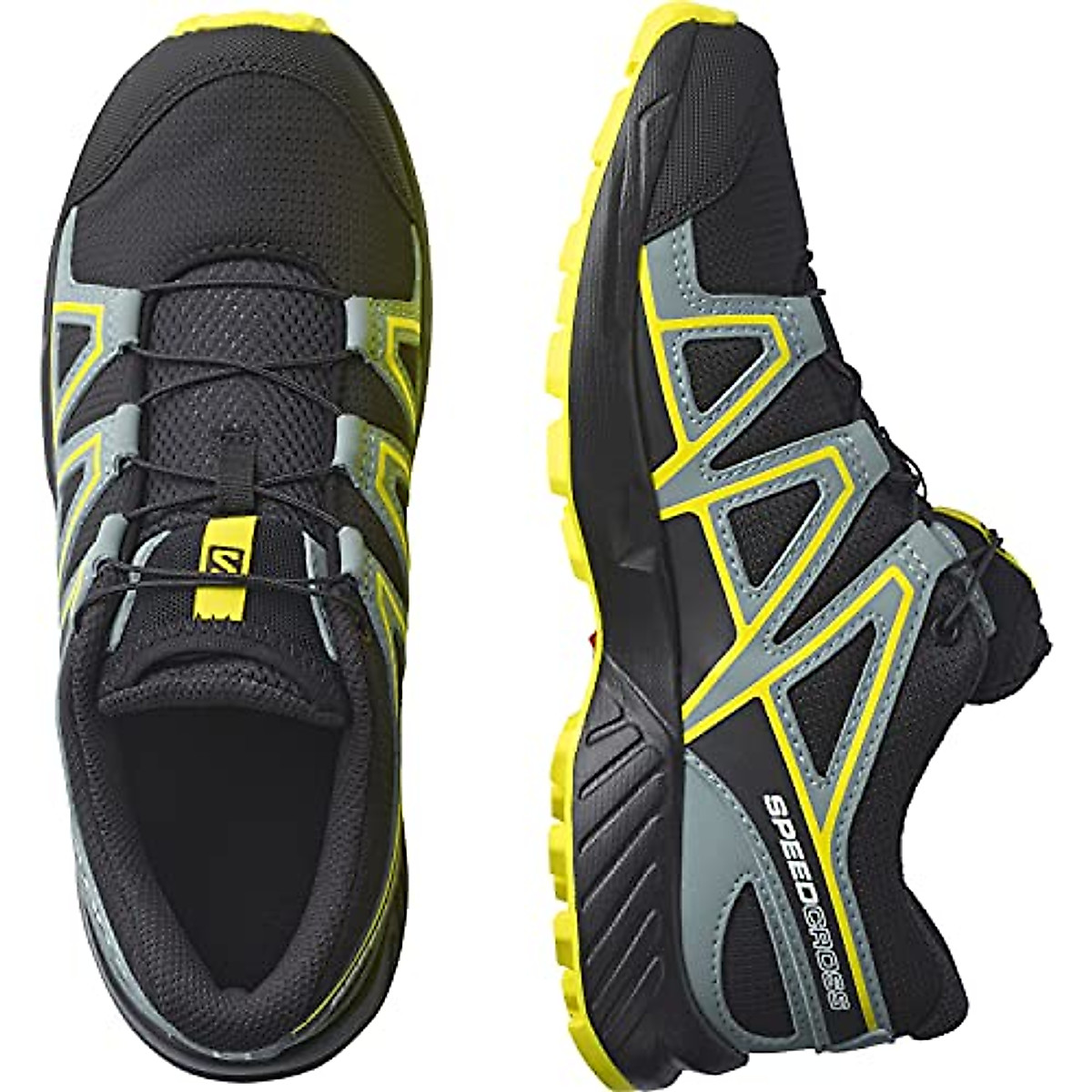 Salomon Kid's Speedcross Trail Running Shoes, Black/Black/Evening Primrose, 2 Little Kid