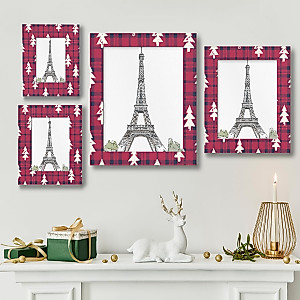 POFATO Red Plaid Christmas Tree 8x10 Picture Frame Wood Photo Frame for Tabletop Display Wall Mount Picture Frame Display 8 x 10 Inch Photo Wall Decor Home Gift Frames