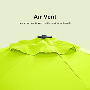 Tempera 9' Outdoor Market Patio Table Umbrella with Push Button Tilt and Crank,Large Sun Umbrella with Sturdy Pole&Fade resistant canopy,Easy to set,Apple Green