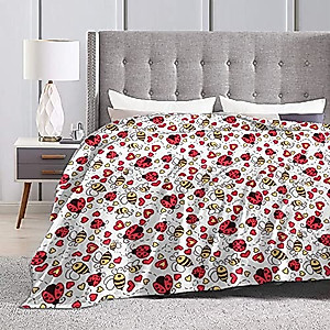 Ladybug Blanket Air Conditioning Cute Blanket Soft, Ladybird Throw Blanket Flannel Funny Blanket(50"x40")