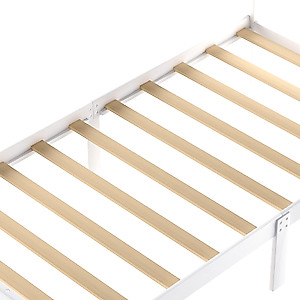 Merax Twin Bed Frames, Wood Twin Platform Bed Frame with Storage Drawer, Twin Kids Bed with Headboard for Girls Boys, No Box Spring Needed,White