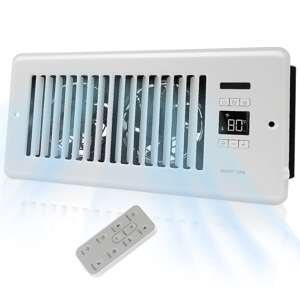 SANYCASA 4 x10'' Super Quiet Vent Fan Booster, Register Booster Fan with Precision Thermostat Control - Ac Vent Booster Fan for Floor to Heating and Cooling - White Upgraded