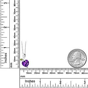 Gem Stone King 2.42 Ct Heart Shape Purple Amethyst Green Peridot 925 Sterling Silver Pendant