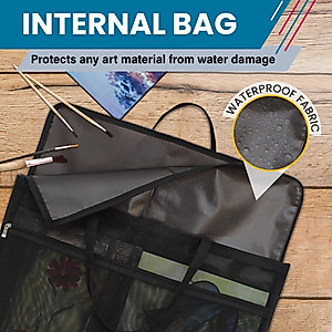 Art Portfolio Elegant Translucent Black , our Portfolio Folder for Artwork Includes Waterproof Internal Bag , Art Storage Style , Protection , Art Bag 19 x 25 , Portfolio Bag with Sturdy Zipper