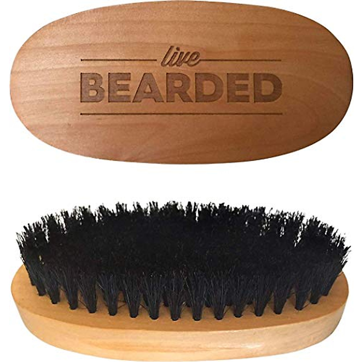 Live Bearded: Premium All-Natural Boar Bristle Beard Brush - Real Wooden Handle - Supports Beard Hair Growth, Style Control and Oil Production - Tames Big and Wild Beards - Easily Daily Grooming
