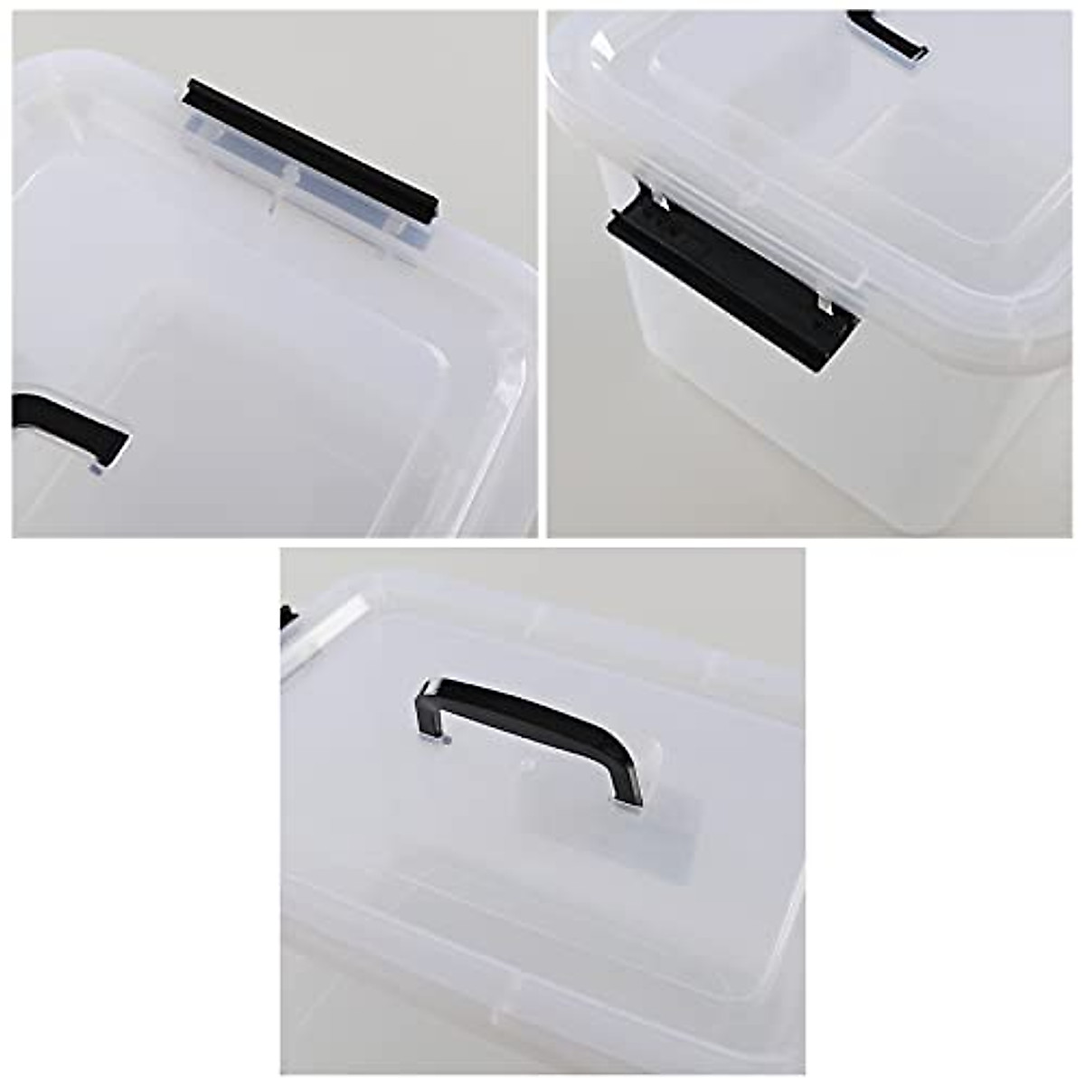 Hommp 5 Liter Clear Storage Box, 4-Pack Plastic Latching Box with Lid