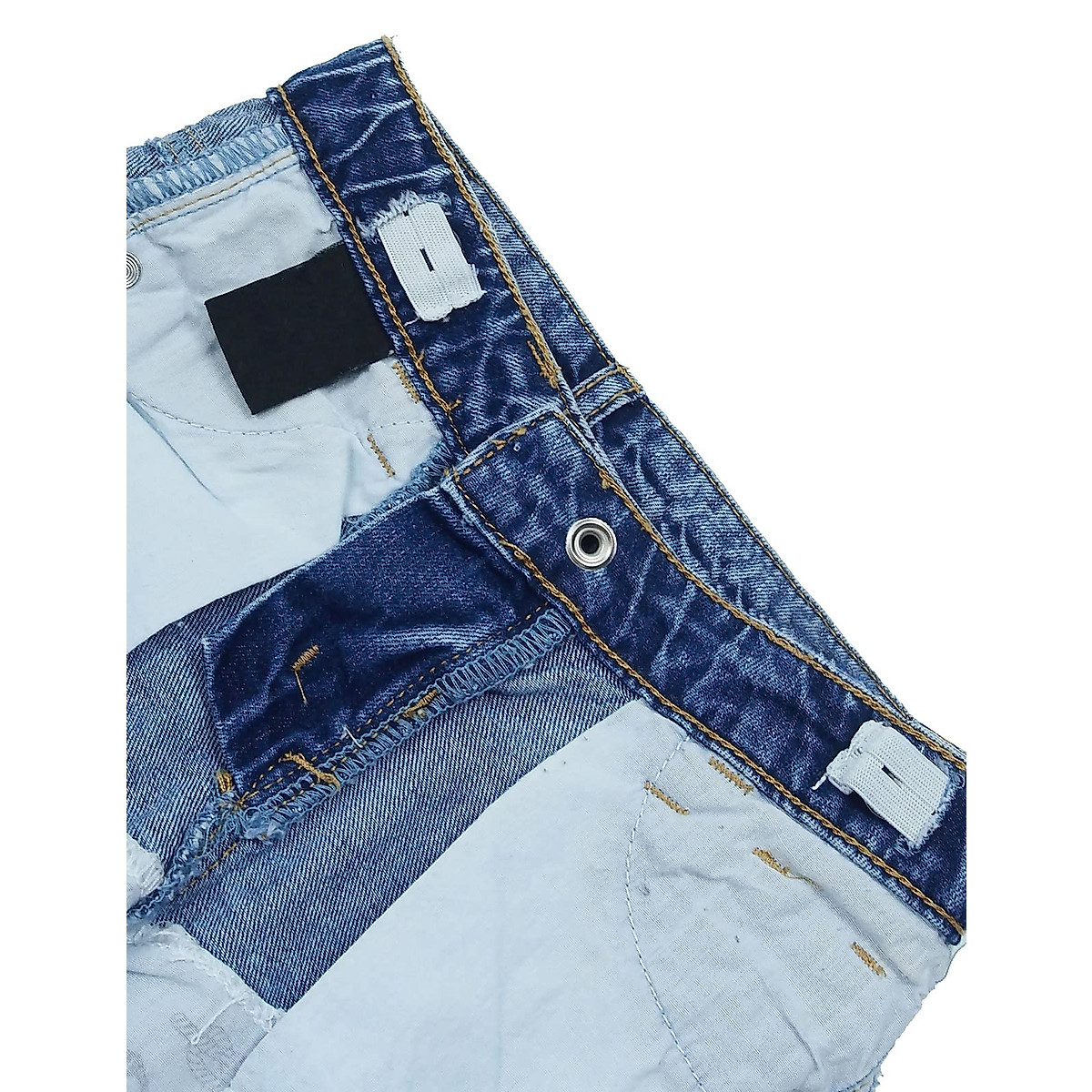 KIDSCOOL SPACE Baby Girl Boy Jeans,Little Kid Elastic Band Inside Ripped Denim Pants,Blue,18-24 Months