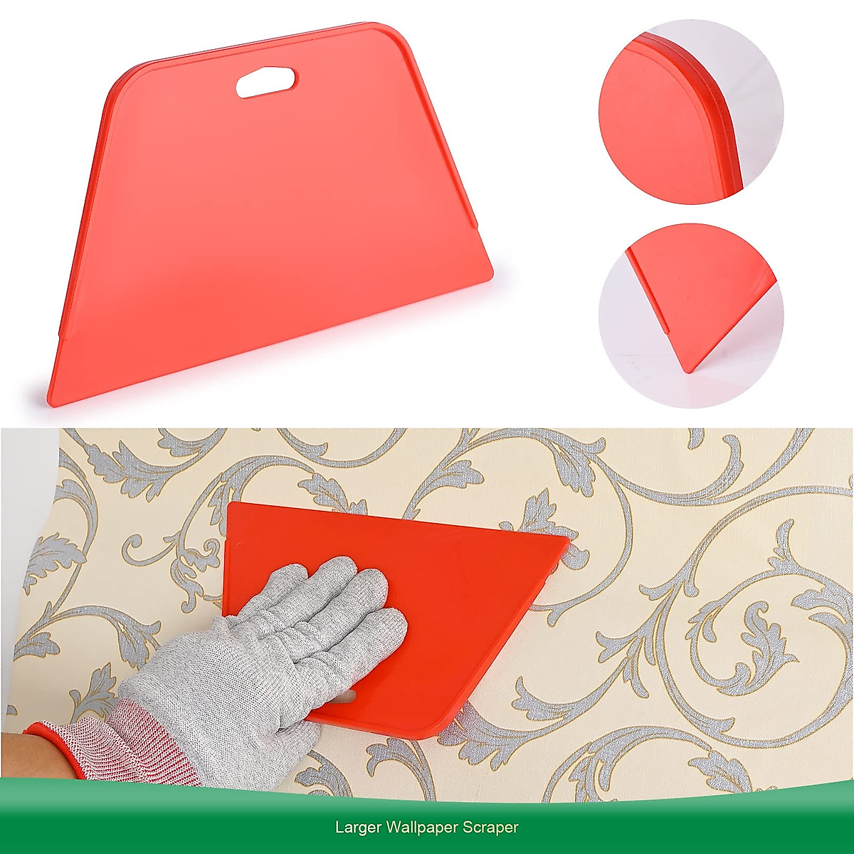 FOSHIO Wallpaper Smoothing Tool Kit, Red Hard Squeegee, 11.5 Inch Wallpaper Wrapping Squeegee, 4 Inch Felt Squeegee with Micro Squeegee, Safety Cutter and Craft Knife, Tape Measure Vinyl Wrap Tool Kit