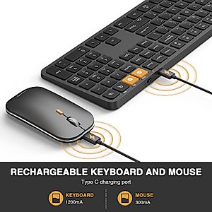 Backlit Wireless Keyboard and Mouse for Mac, ProtoArc KM100 Ultra Slim Backlit Wireless Keyboard, Rechargeable Silent Keyboard Mouse Combo for Mac OS, Windows 7/8/10, MacBook Air/Pro, Laptop (Black)