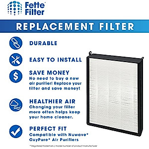 Fette Filter - 3 Pack of Filter Replacements Compatible with NUWAVE OxyPure Large Area Smart Air Cleaner Purifier Models 47001, 47002, 47003, 47004, 47005, and 47006, Activated Carbon + HEPA Combo (3)