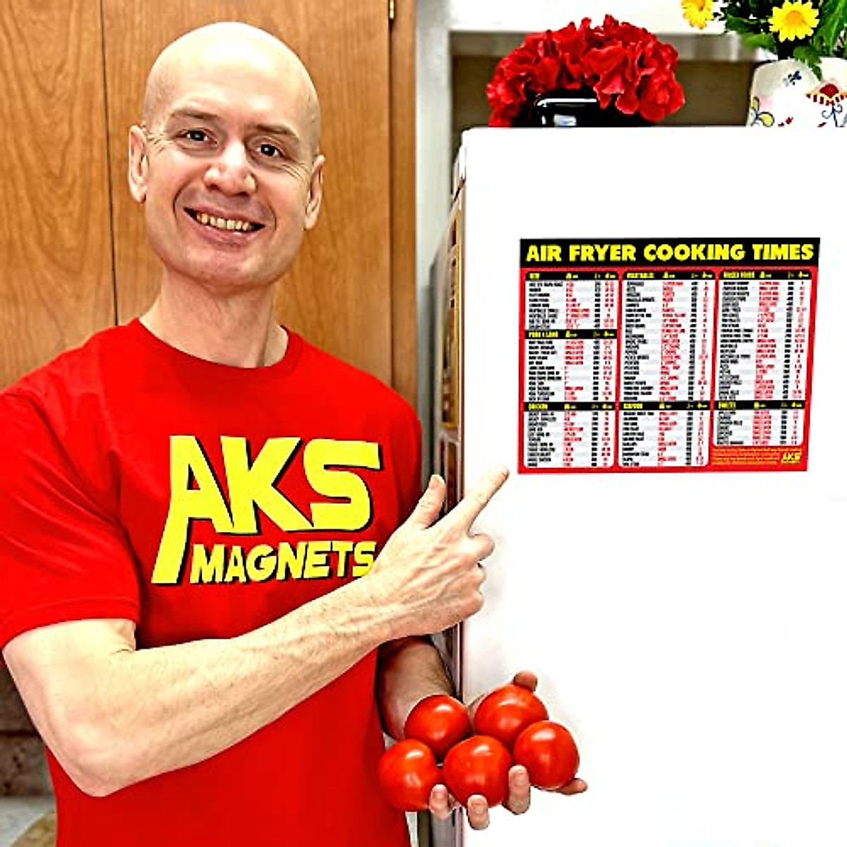 Air Fryer Magnetic Cheat Sheet - Large Print Easy to Read Airfryer Accessory - Air Fryer Cooking Times Chart Magnet, Air Fryer Cookbook Guide, Air Fryer Cheat Sheet, Air Fryer Oven Accessories (Red)