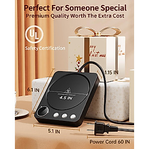 SWEETFULL Mug Warmer - 30W High Power, 3 Temp Settings, LED Display & 1-9H Timer, Coffee Cup Warmer for Desk, Candle Warmer, Coffee Accessories Gift for Women Men (Black)