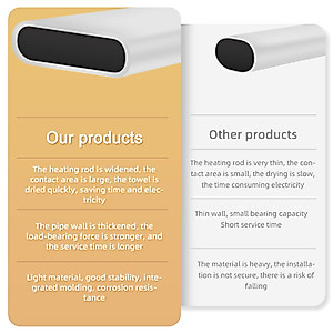 Intelligent Towels Dryer, Wall Mounted Electric Towel Heater with 5 Heating Rods, Timing, Voice Control, Aluminum, Leakage Protection, for Bathroom, Kitchen, Save Space(Color:B)