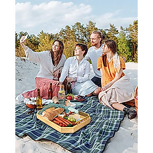 Dormmi Wooden Tray, Serving Tray with Handles 16 inch Rhombus Solid Wood Trays for Serving Breakfast in Bed, Lunch, Dinner, Appetizers, Patio, Ottoman, Coffee Table, BBQ, Party