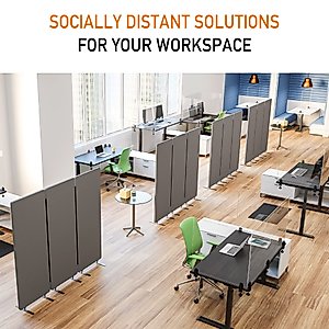 Stand Steady ZipPanels Office Partition | Room Dividers | Three Zip Together Panels Provide Privacy and Reduce Ambient Noise in Workspace, Classroom and Healthcare (Dark Gray)