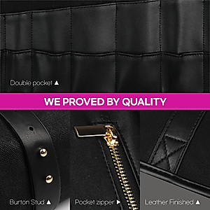 Knife Roll, Durable Waxed Canvas Chef Bag - 16 Total Slots for Knives & Kitchen Tools, A Large Zipper Pocket for Cutlery, Blades Case, Portable Pouch with an Adjustable Shoulder Strap