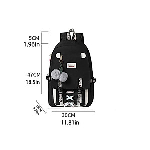 Tiedan Backpacks for girls mochila para niñas School Backpack with security lock with USB Charging Port (Black)