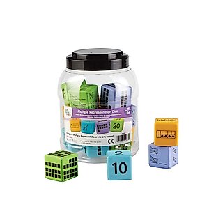 hand2mind Multiple Representation Dice, Large Foam Dice for Classroom, Subitizing Dice, Math Manipulatives Kindergarten, Educational Toys for Elementary Kids, Math Learning Tools (Set of 16)