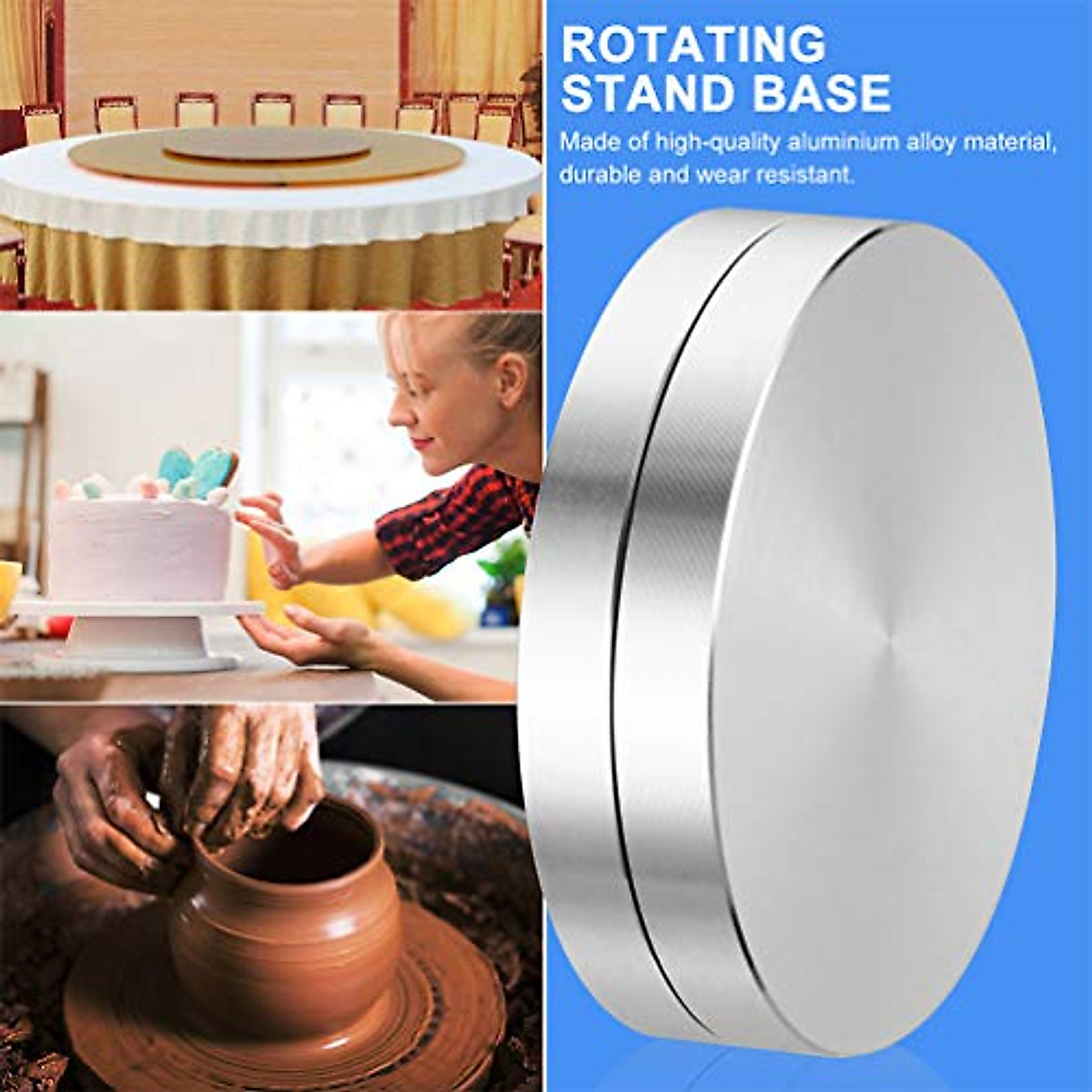 EXCEART Rotating Cake Stand Turntable Cake Rotator Base Bearing Aluminium Alloy Revolving Cake Stand Spinner For Cake Decorations Pastries Cupcake