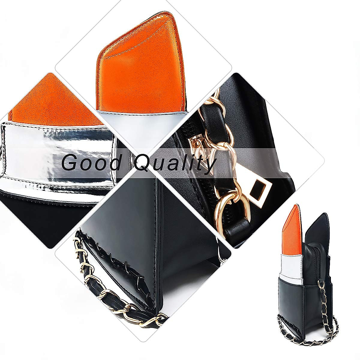 USTYLE Lipstick Shape Design Crossbody Bag, Evening Shopping Street Shoulder Bag Cell Phone Women Girl Cute Party Purse (orange)