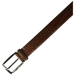 Stacy Adams Men's Ozzie Croc Embossed Belt, Cognac, 38