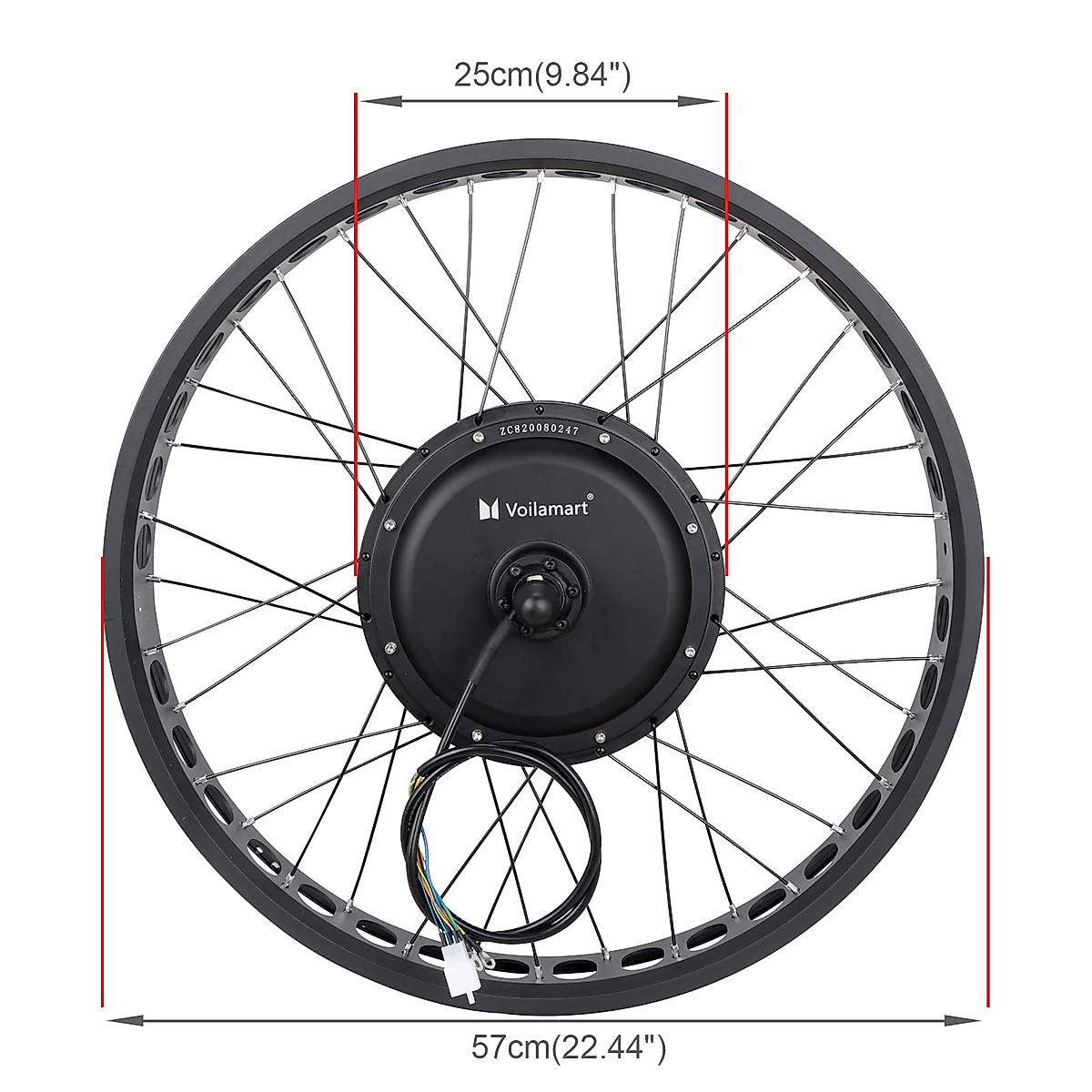 Voilamart 26" Electric Bike Conversion Kit Rear Wheel, with 3.23" Width Rim 48V 1500W E-Bike Hub Motor Kit with Intelligent Controller and PAS System, Restricted to 750W for Road Bike(Without Battery)