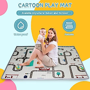 Addweet Baby Playpen for Babies and Toddlers, Cartoon Large Play Yard for Baby with Mat, Safety Playpen for Baby, Baby Play Area Indoor & Outdoor, Octopus, 50”×50” (Blue)