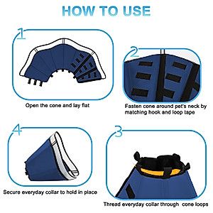 INKZOO Dog Cone Collar for After Surgery, Soft Pet Recovery Collar for Dogs and Cats, Adjustable Cone Collar Protective Collar for Large Medium Small Dogs Wound Healing (Blue, Large)