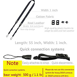 CHMETE Camera Neck Strap/Thin Camera Strap or Binoculars Strap Black