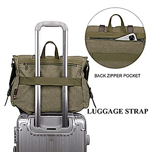 WITZMAN Vintage Canvas Messenger Bag for Men and Women Large Satchel Bags Crossbody with 12 inch Laptop (A8008 army green)