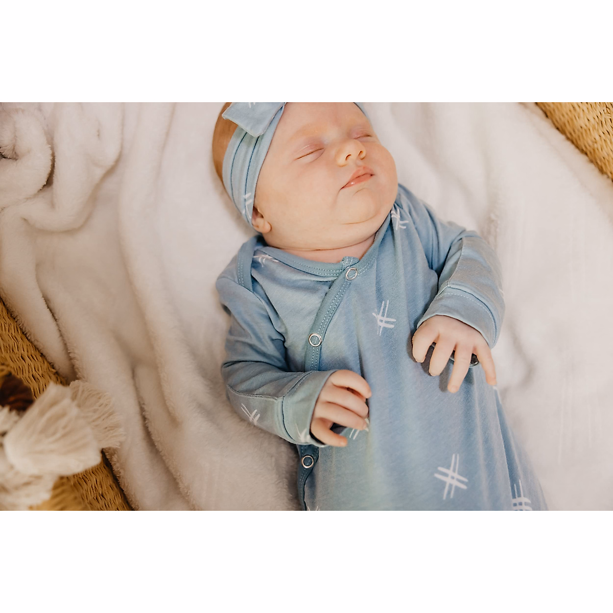 Copper Pearl Baby Gown - Knotted Newborn Sleepers for Baby Boy and Girl, Soft Stretchy Long Sleeve Infant Gowns with Bottom Tie and Hand Mittens, Perfect Hospital Coming Home Outfit (Hayden)