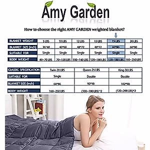 Amy Garden Cooling Weighted Blanket, Queen Size Adult Heavy Blanket (15lbs, 60''×80'', Grey), Breathable Weighted Blanket with Premium Glass Beads, Comfortable Fabric All Seasons Used