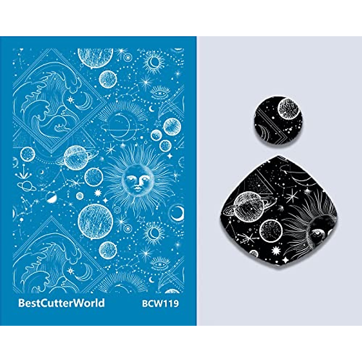 EZILLION 6PCS Silk Screen Stencil for Polymer Clay - Universal,Star,Sun,Moon Style Polymer Clay Silkscreen,Clay Earring Silkscreen Tools,Polymer Clay Kits