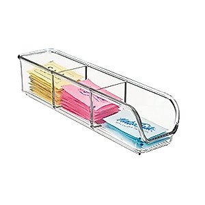 iDesign Plastic Packet Organizer Kitchen Storage Containers for Sugar, Salt, Pepper, Sweeteners, Tea Bags, Spices, The Linus Collection, 1 Count (Pack of 1), Clear