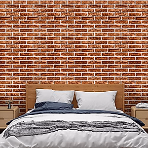 bofeifs Brick Wallpaper Peel and Sbofeifs Brick Wallpaper Peel and Stick Decorative Paper Self-Adhesive Sticker for Home Apartment Wall Fireplace Christmas Decor（Red） 17.7 x 118 inches